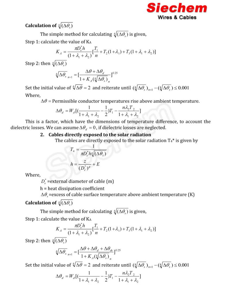 Current Carrying Capacity Calculation - Siechem