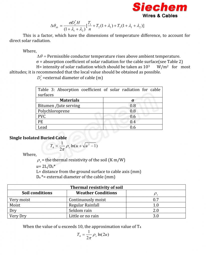 Current Carrying Capacity Calculation - Siechem