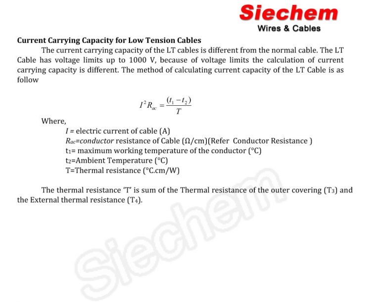 Current Carrying Capacity Calculation - Siechem