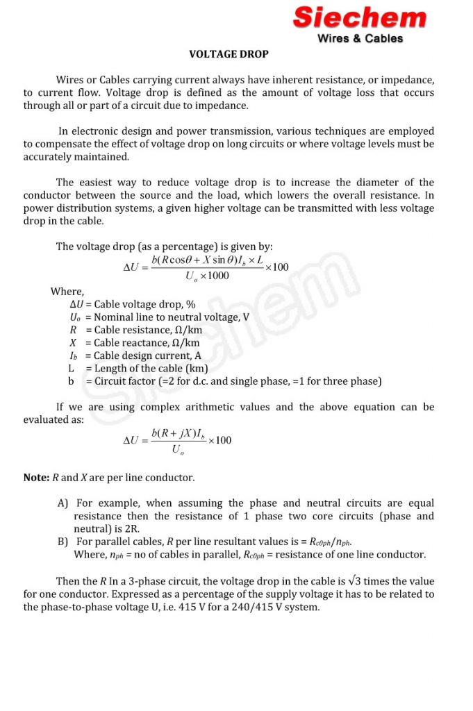 Voltage Drop Calculation - Siechem