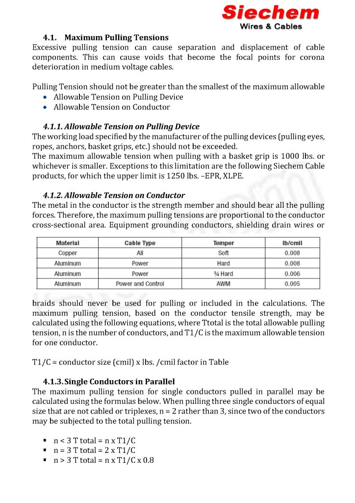 Cable Installation Procedure - Siechem