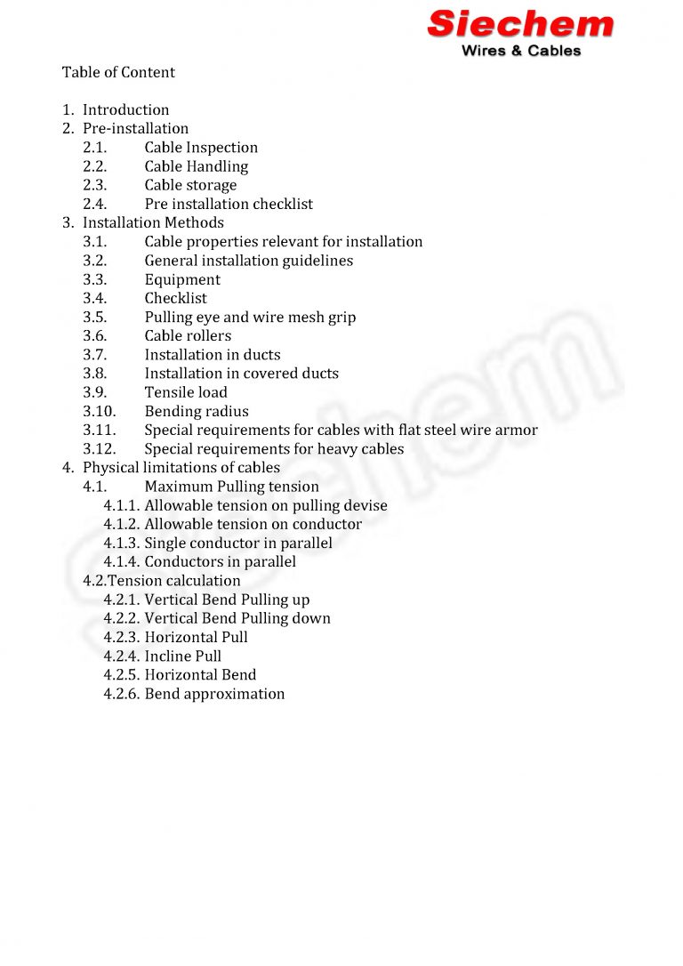 Cable Installation Procedure - Siechem