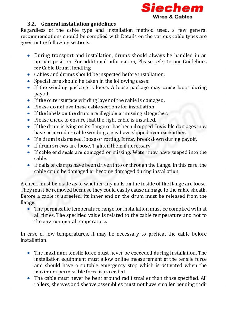 Cable Installation Procedure - Siechem
