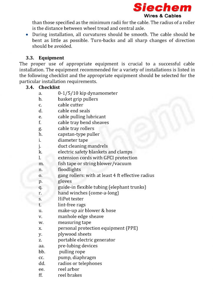 Cable Installation Procedure - Siechem