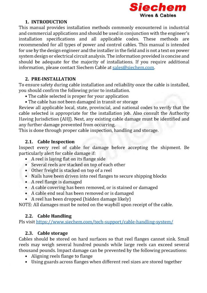 Cable Installation Procedure - Siechem